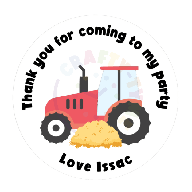 20 Personalised Tractor Stickers – Crafty Tyme